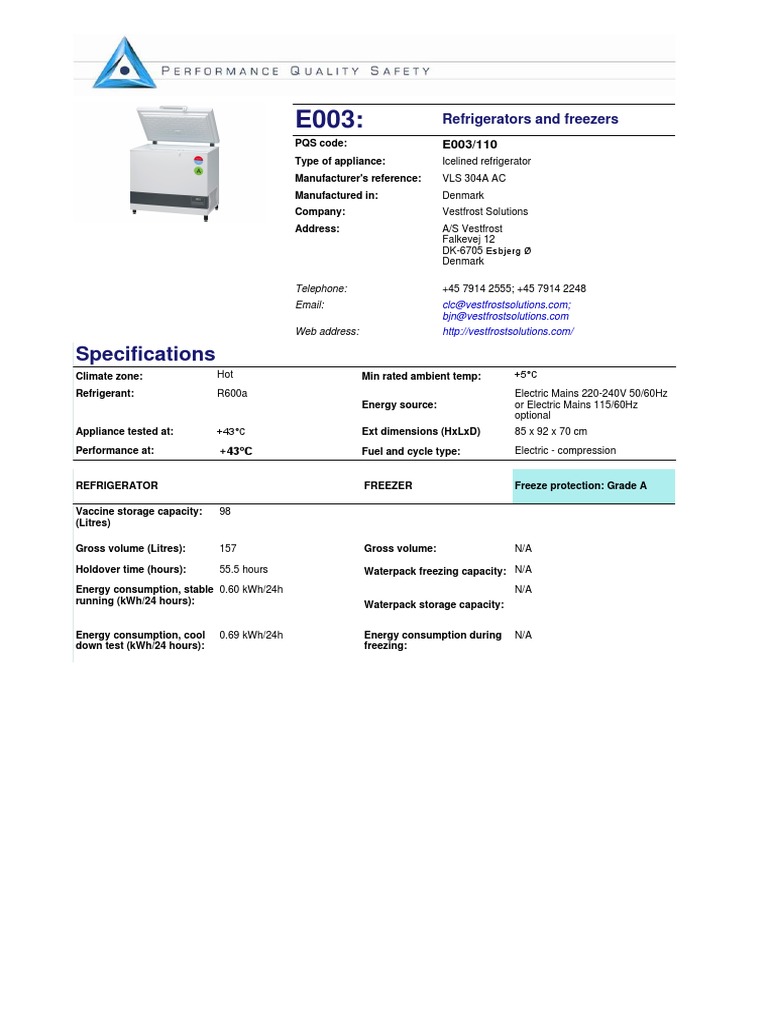 Specifications: Refrigerators and Freezers | PDF | Refrigerator | Mains ...