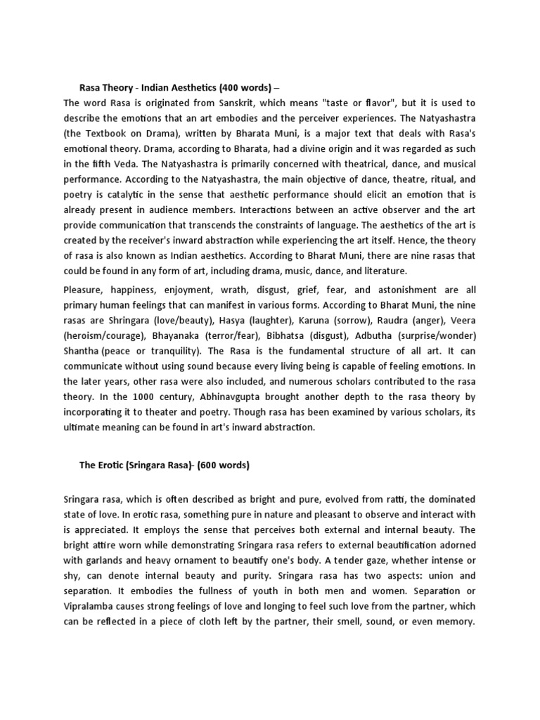 Rasa Theory in Indian Aesthetics | PDF | Kama Sutra | Woman