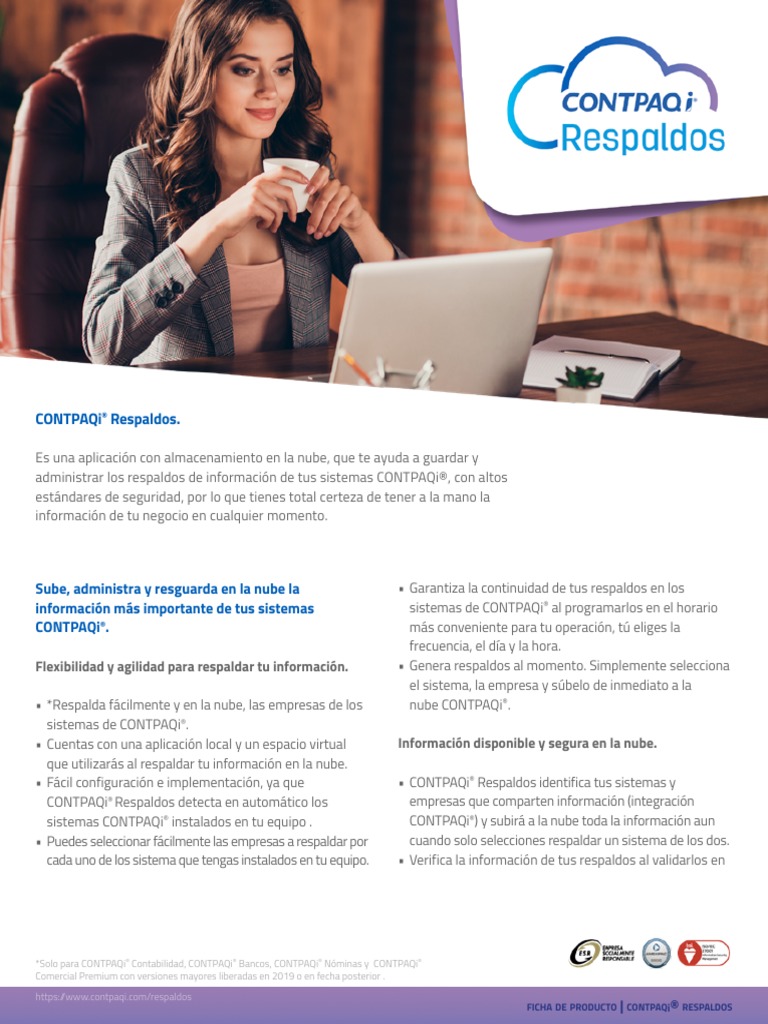 Ficha Producto CONTPAQi Respaldos | PDF | Computación en la nube | Arquitectura de Computadores