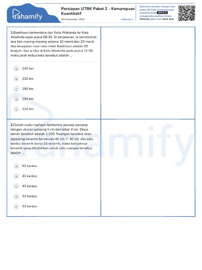 Persiapan UTBK Paket 2 - Kemampuan Kuantitatif | PDF