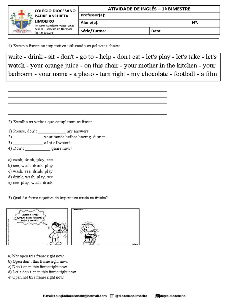 Atividade Imperative Mode | PDF | Language Arts & Discipline | Foreign ...