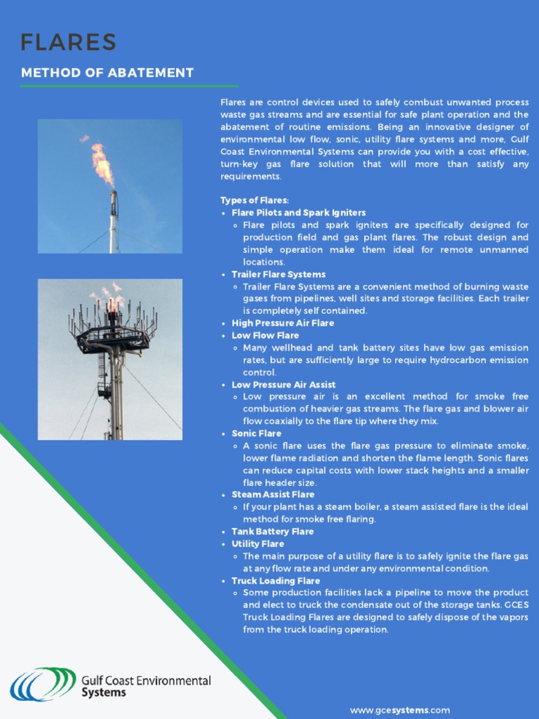 Flare Technology Sheet | PDF | Steam | Gases