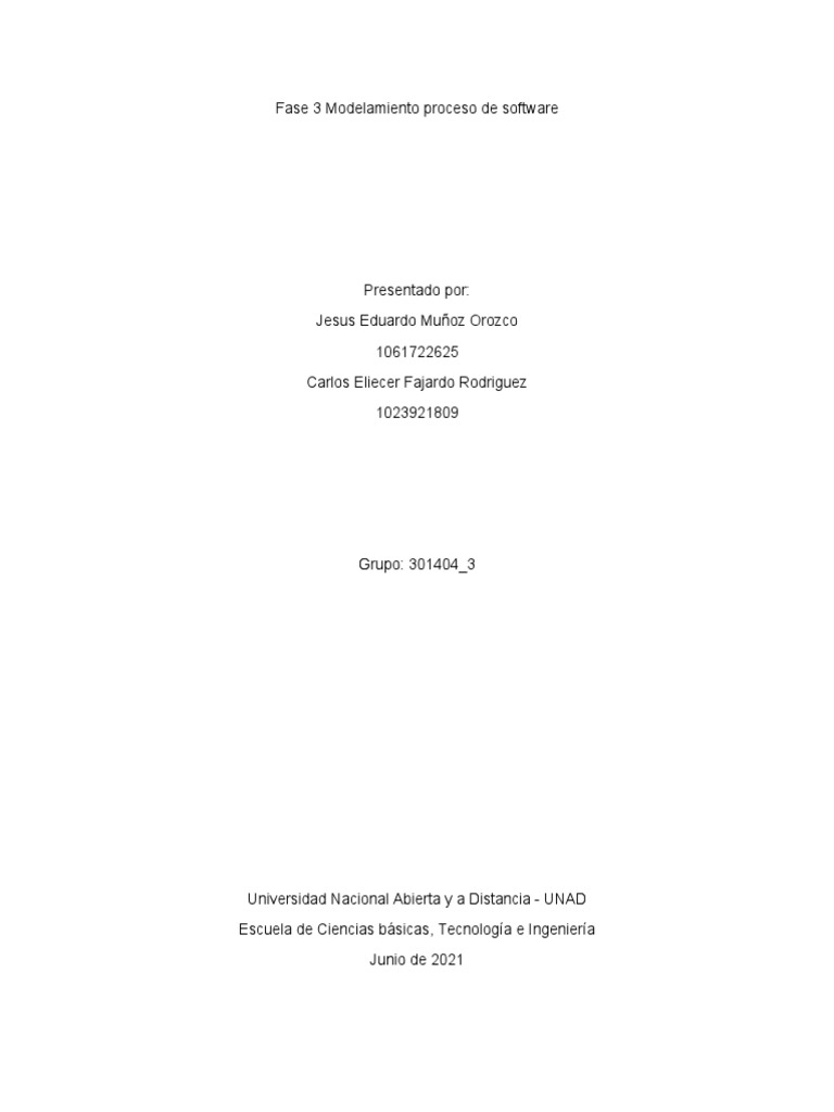 Fase 3 - Modelamiento Proceso de Software | PDF | Software | Planificación