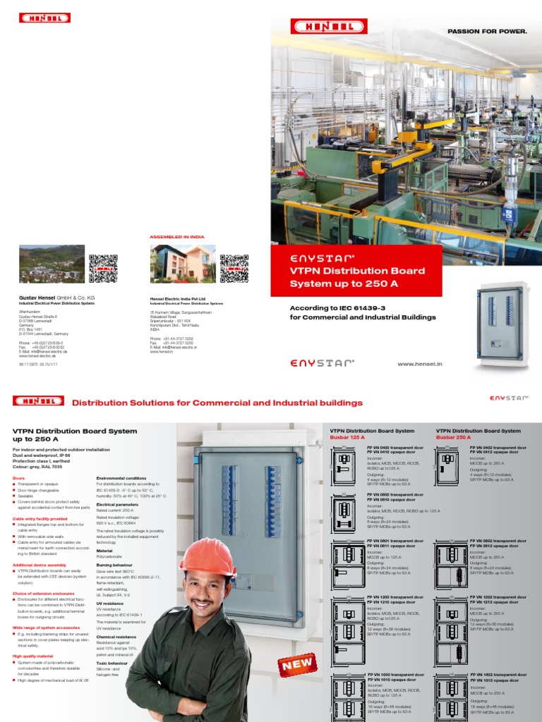 Enystar - VTPN - Junction Box Upto 250a | PDF | Insulator (Electricity ...