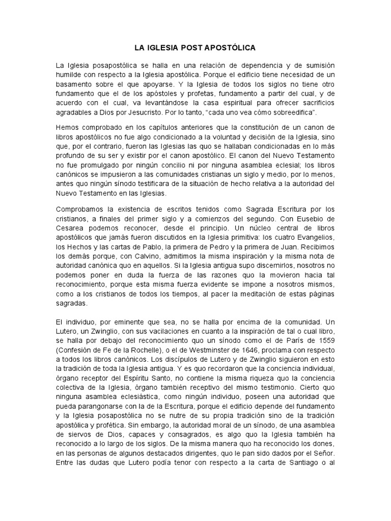 La Iglesia Post Apostólica | PDF | protestantismo | Doctrina social ...