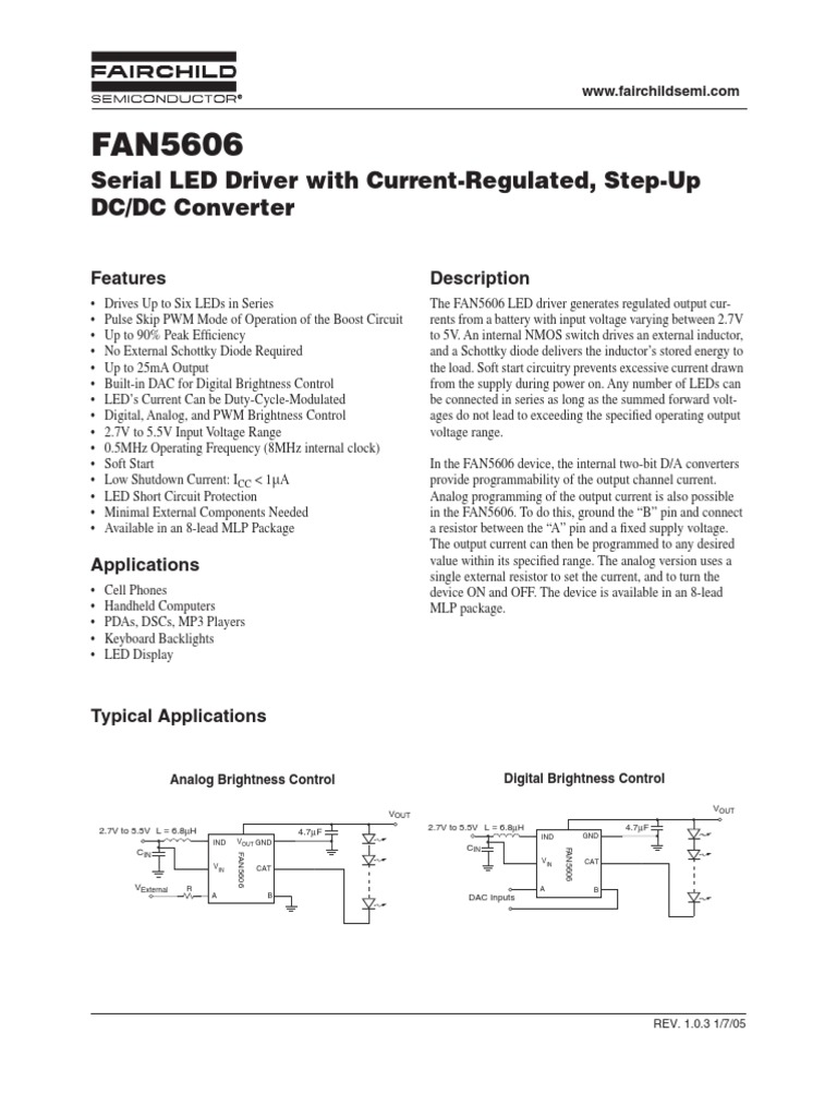 Serial LED Driver With Current-Regulated, Step-Up DC/DC Converter | PDF ...