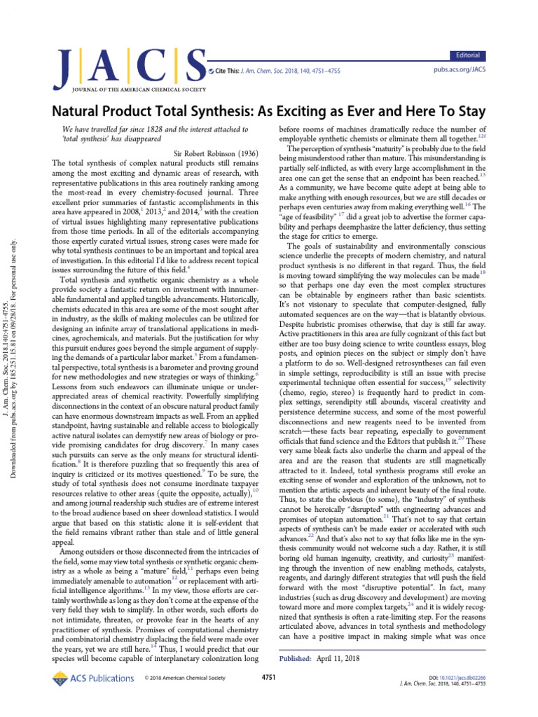 Natural Product Total Synthesis: As Exciting As Ever and Here To Stay ...