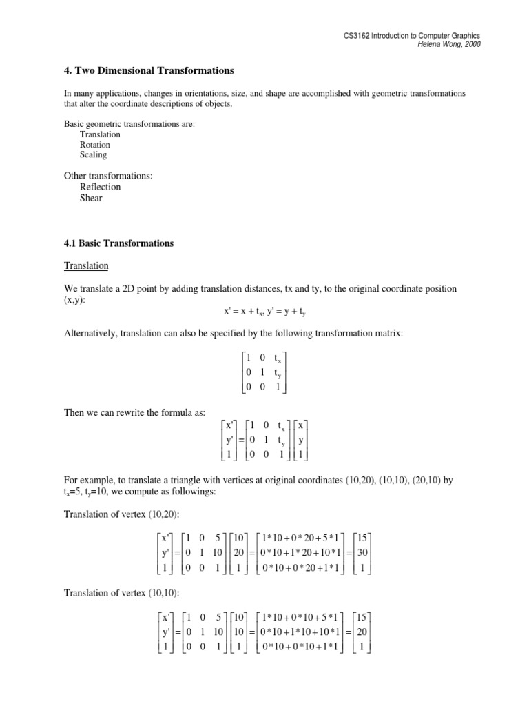 Transformation | PDF | Cartesian Coordinate System | Triangle