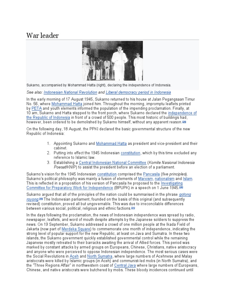 Sukarno's Declaration of Indonesian Independence | PDF | Indonesia ...