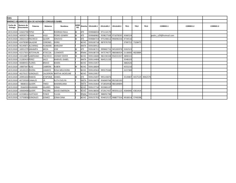 Foes Jimenez Villarreyes Vda de Alfagene Consuelo Isabel | PDF