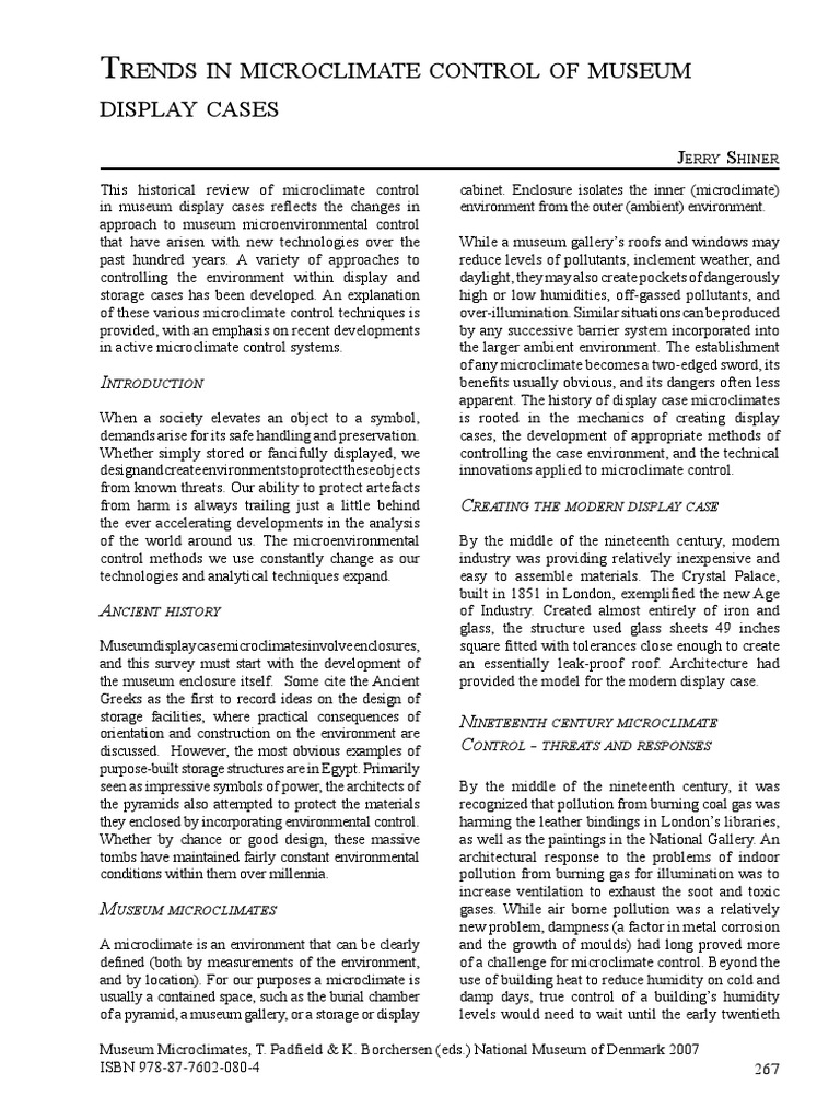 Rends in Microclimate Control of Museum Display Cases: Ntroduction ...