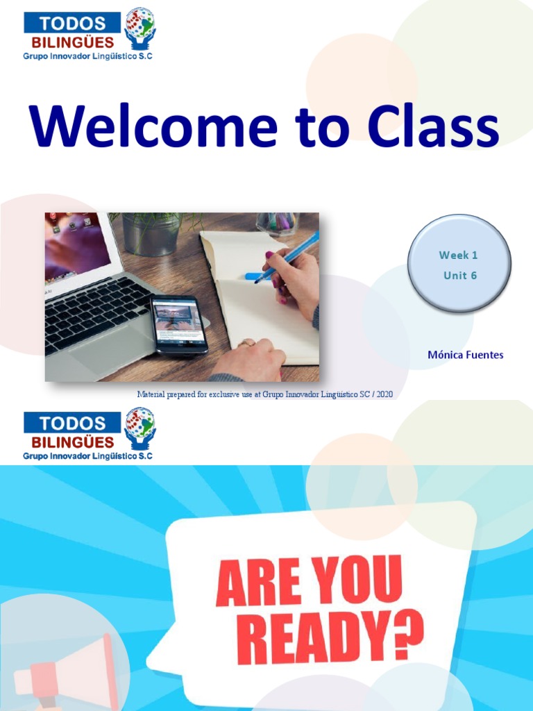 Welcome To Class: Week 1 Unit 6 | PDF | Languages