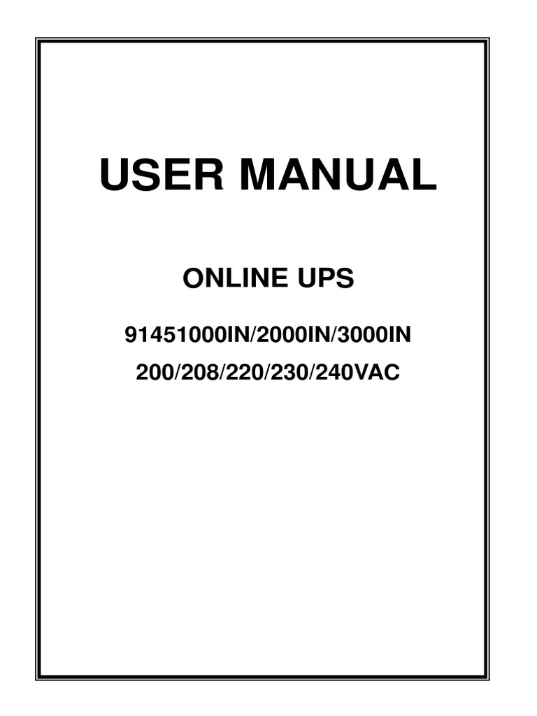 User Manual: Online Ups | PDF | Power Inverter | Power Supply