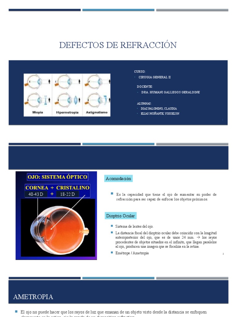 Defectos de Refracción | PDF | Ojo humano | Enfermedades del ojo y anexos
