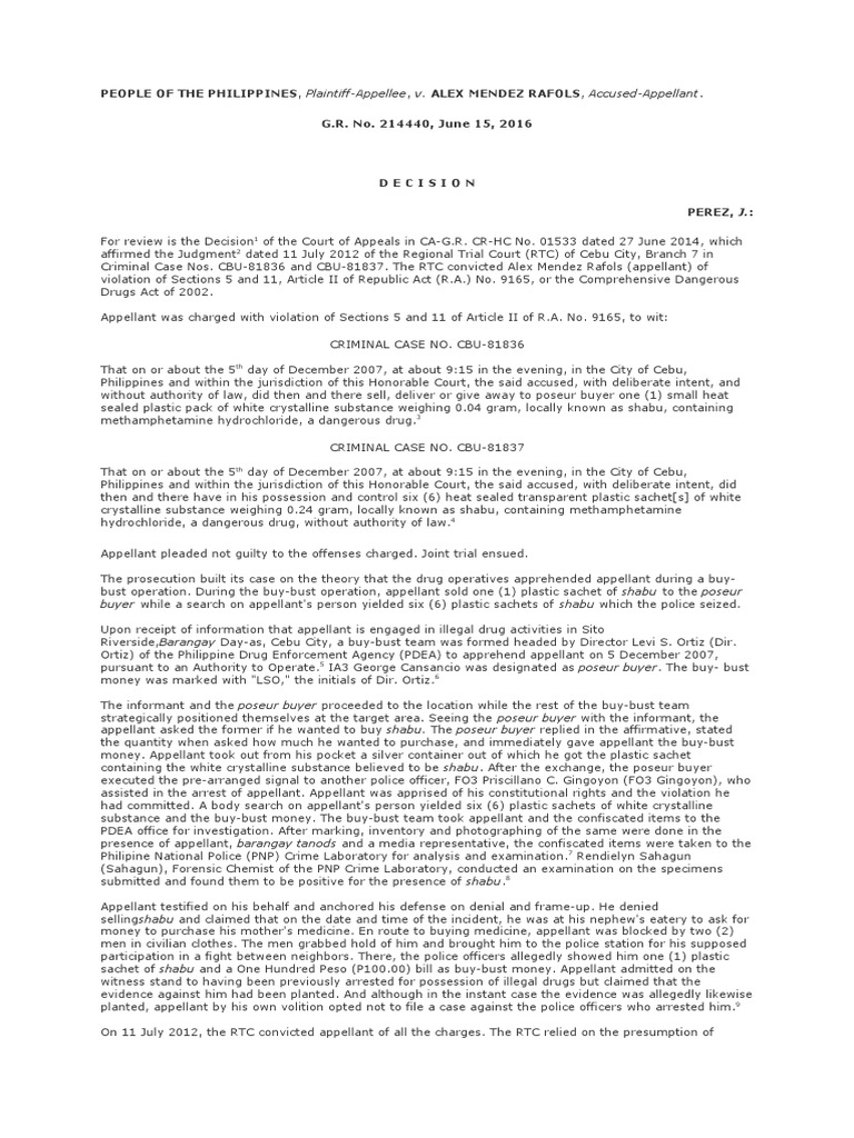 PP vs. Alex Mendez Rafols June 2016 | PDF | Witness | Prosecutor