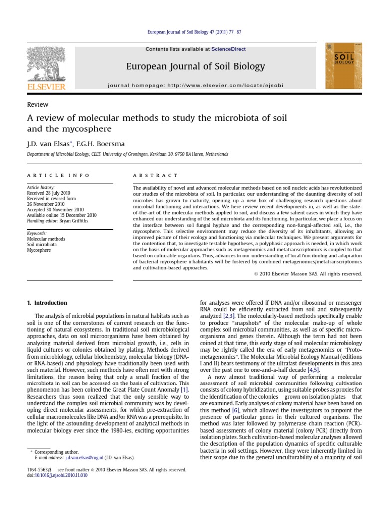 Molecular Methods for Soil Microbiota Study | PDF | Polymerase Chain ...