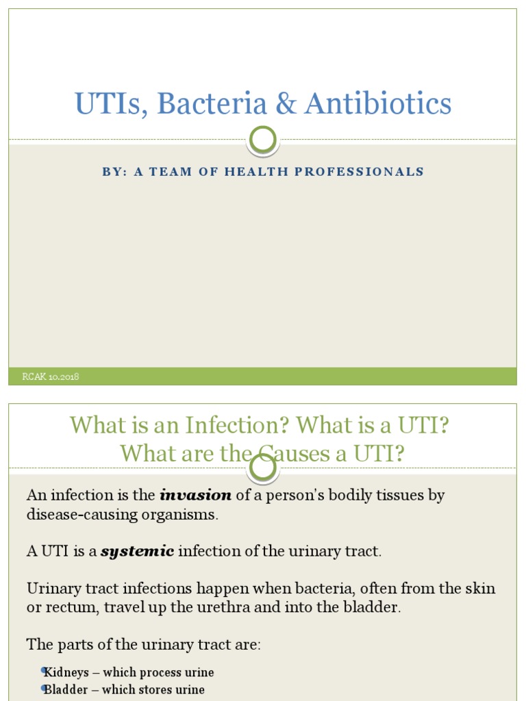 Utis, Bacteria & Antibiotics: By: A Team of Health Professionals | PDF ...