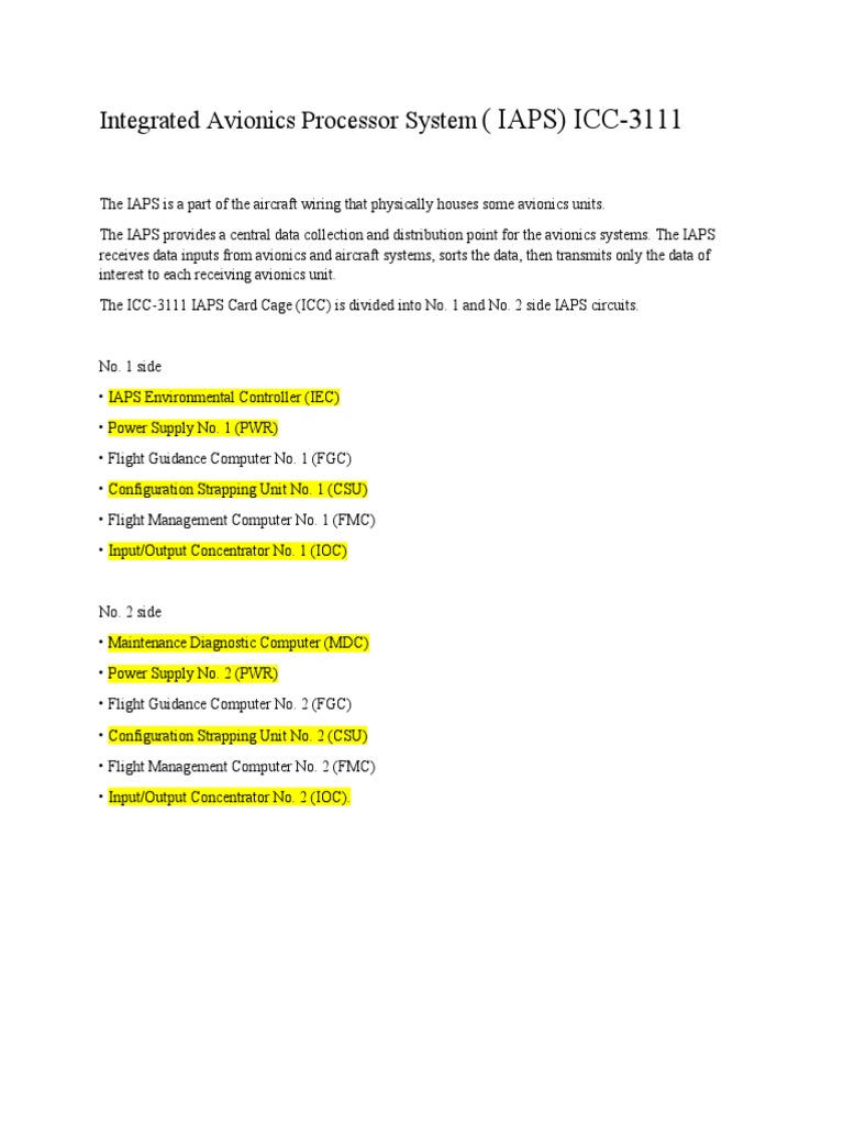 Integrated Avionics Processor System: (IAPS) ICC-3111 | PDF | Input/Output | Power Supply