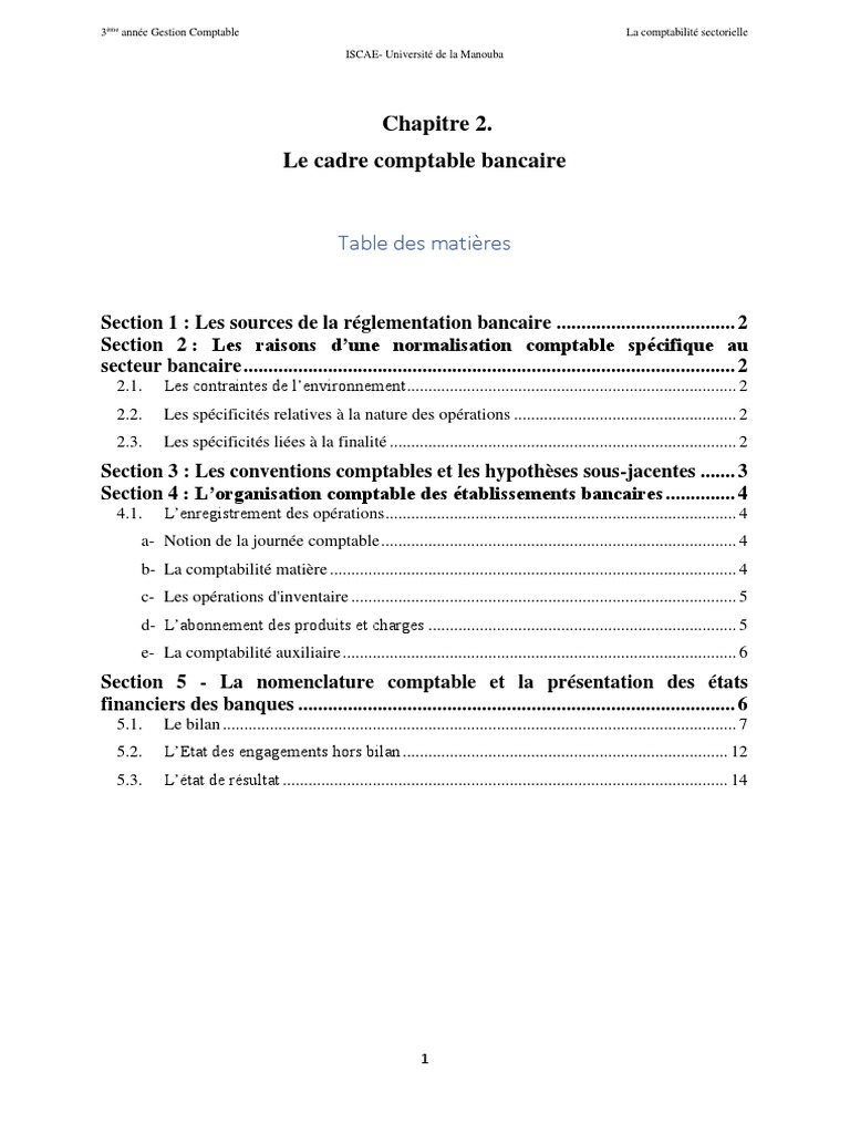 Chapitre 2. Le Cadre Comptable Bancaire | PDF | Banques | Bilan comptable