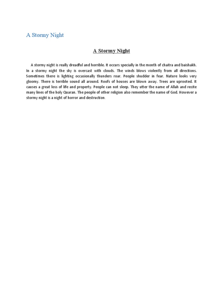 A Stormy Night Paragraph | PDF
