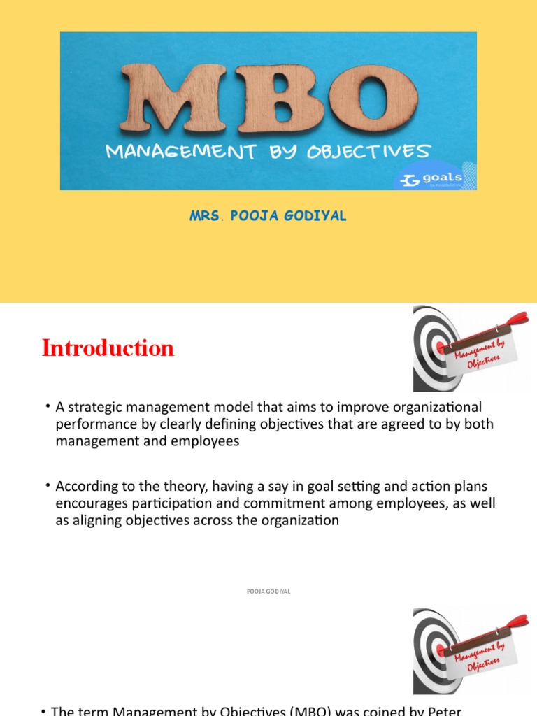 MBO, Management by Objectives, Pooja Godiyal, Assistant Professor | PDF ...