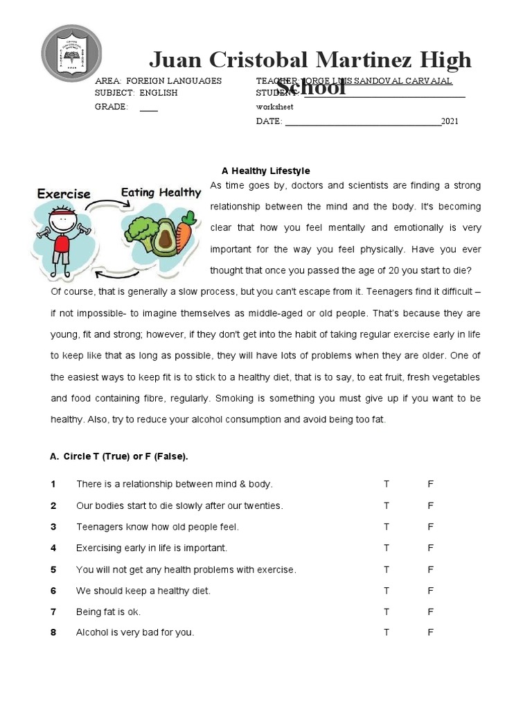 Juan Cristobal Martinez High School: A Healthy Lifestyle | PDF ...
