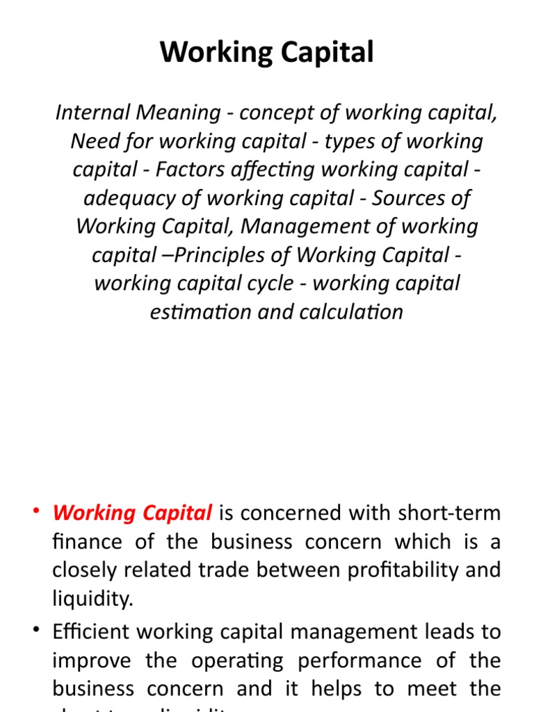 Unit 4 WC | PDF | Overdraft | Working Capital