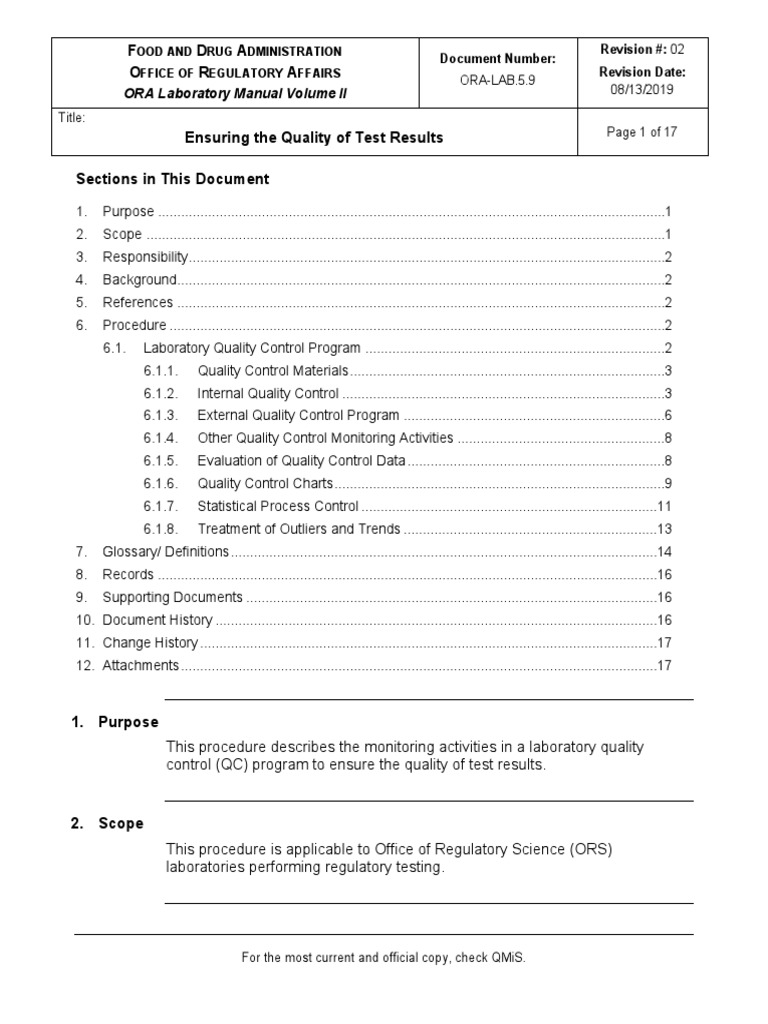 ORA Lab Quality Control Procedures | PDF | Coefficient Of Variation ...