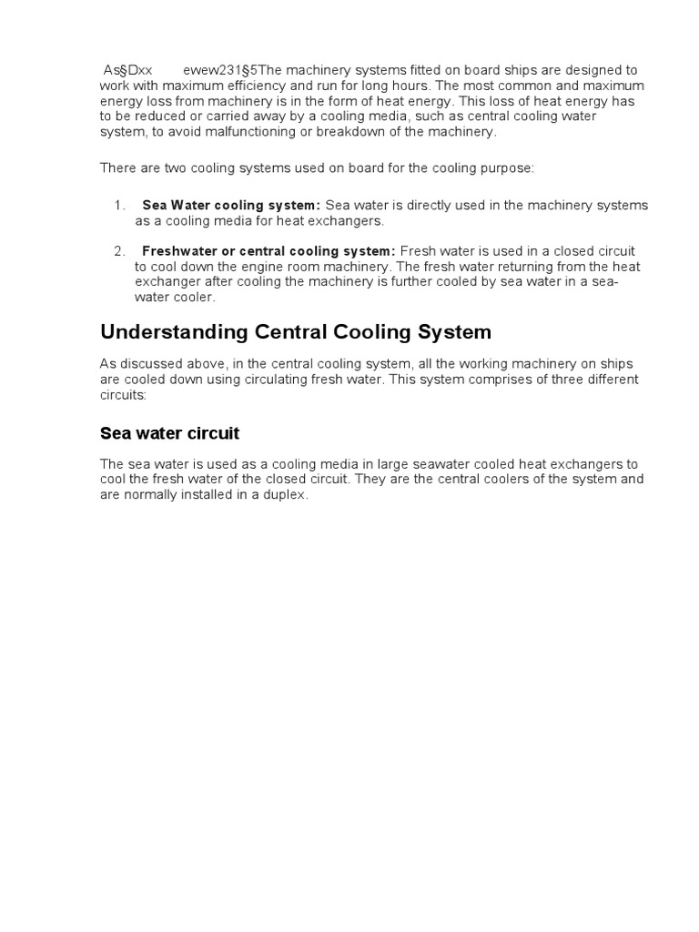Understanding Central Cooling System: Sea Water Circuit | PDF | Pump ...