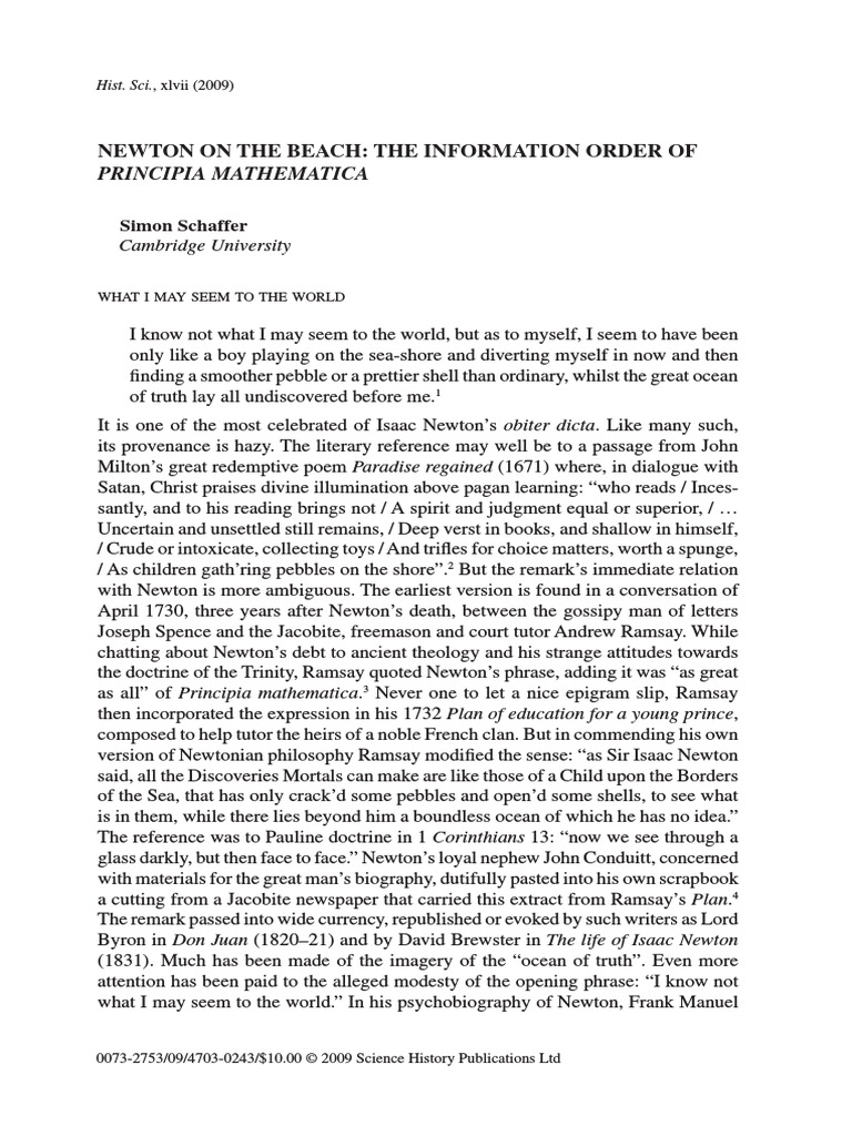 4-Schaffer - Newton On The Beach | PDF | Tide | Isaac Newton