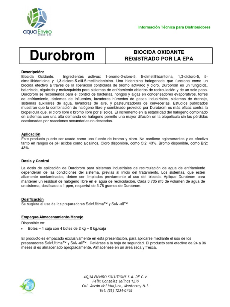 Durobrom TDS | PDF | Cloro | Agua