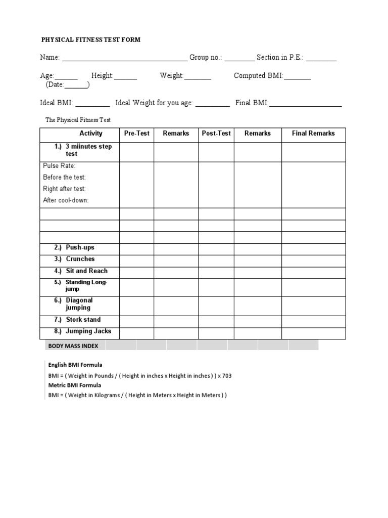 The Physical Fitness Test: 5.) Standing Long-Jump | PDF