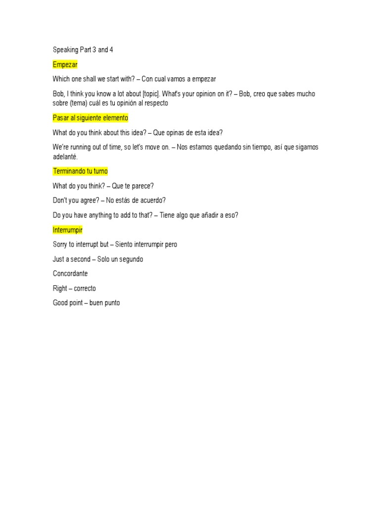 Speaking Part 3 and 4 | PDF