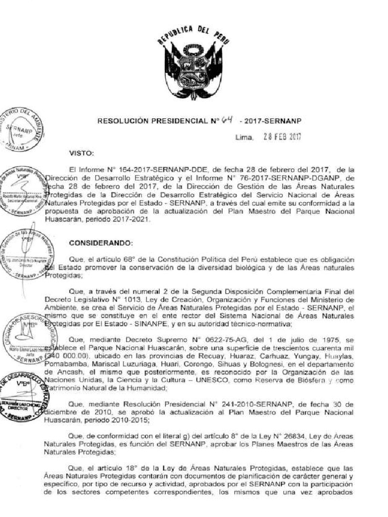 Plan Maestro Del Parque Nacional Del Huascarán 2017 - 2021 | PDF