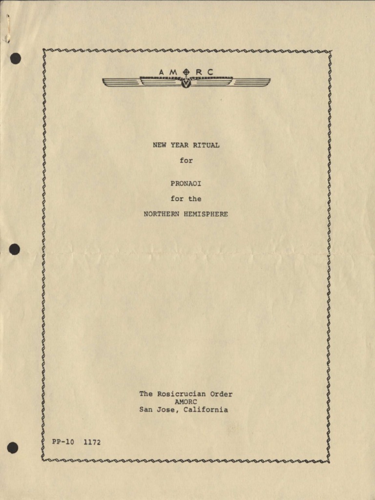 New Year Ritual For Pronaoi (AMORC, 1972) | PDF