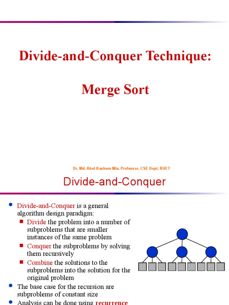03 DivideConquer Merge Sort | PDF | Recursion | Mathematical Logic