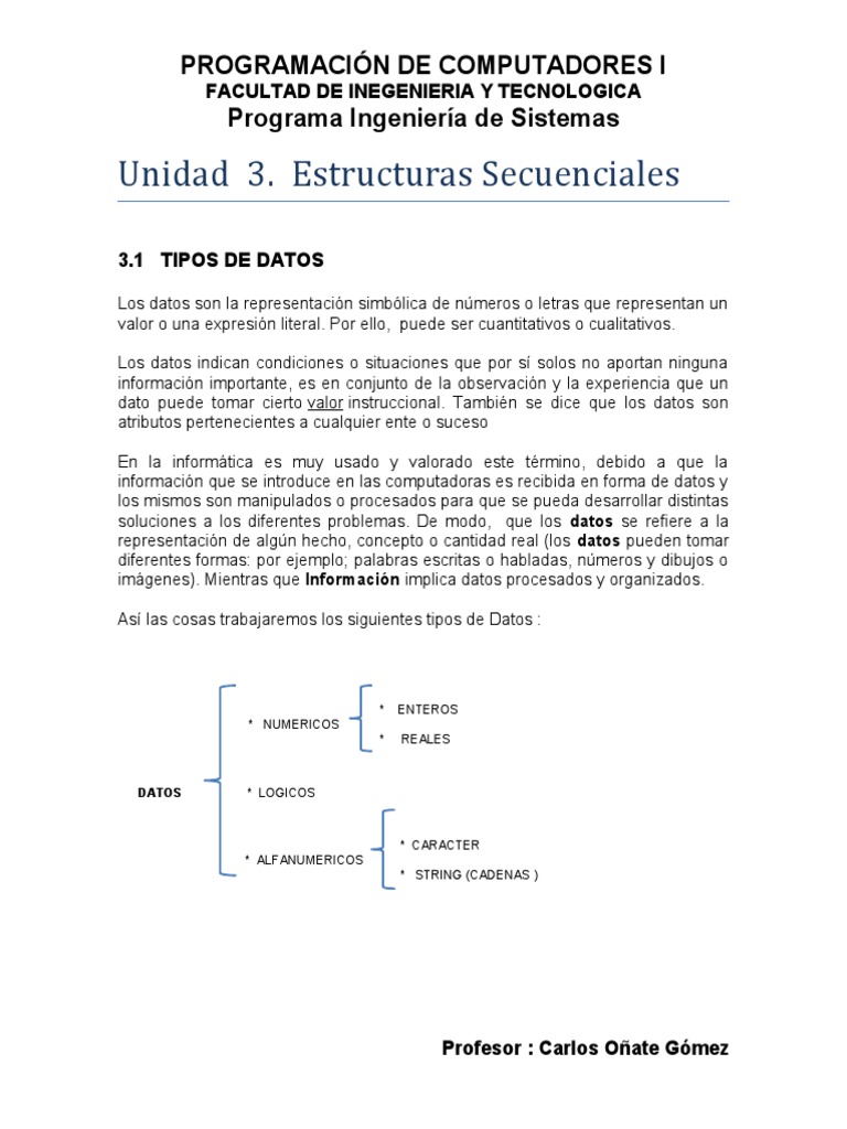 Capitulo 3. Estructuras Secuenciales | PDF | Programa de computadora ...