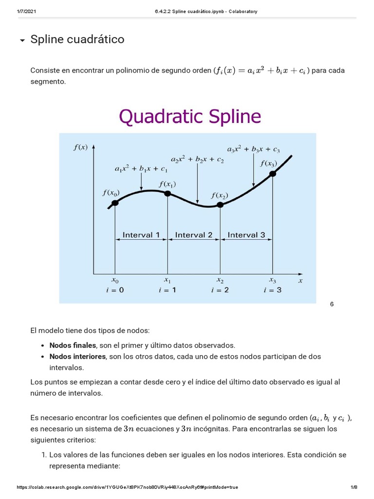 Interpolación con Spline Cuadrático | PDF | Spline (Matemáticas ...