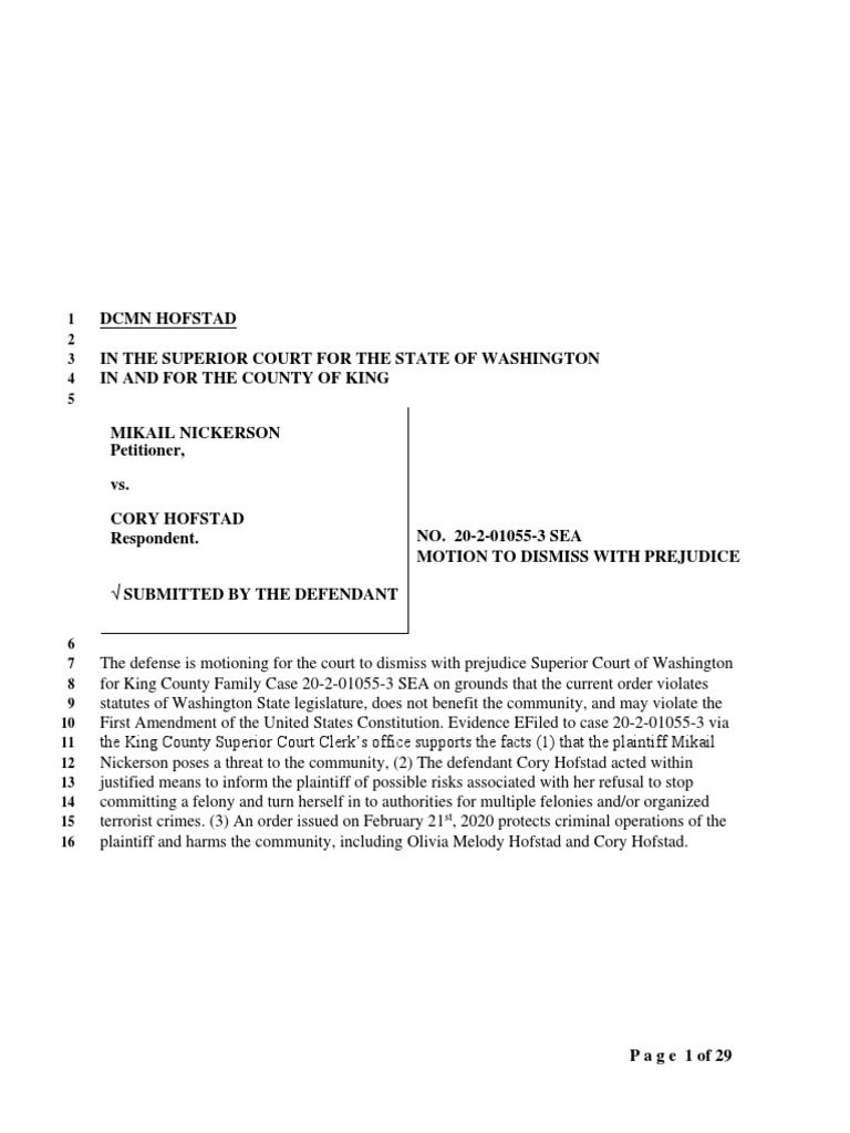 Superior Court of Washington For King County Case 20-2-01055 3 SEA ...