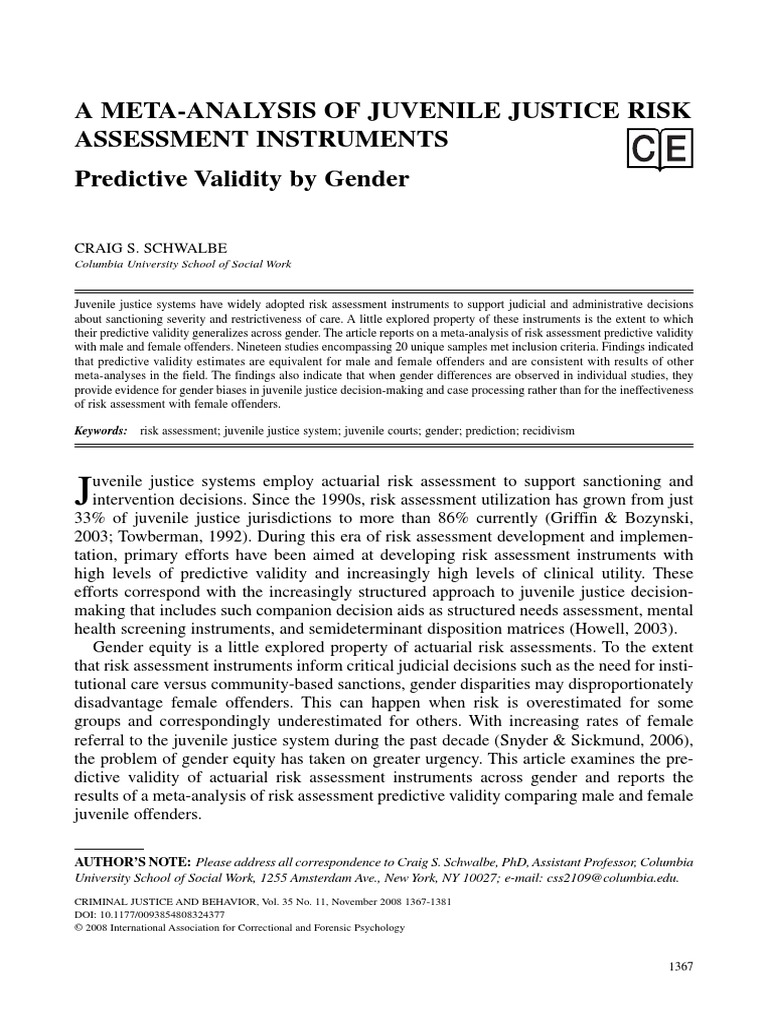 Schwalbe (2008) - A Meta Analysys of Juvenile Justice Risk Assessment ...
