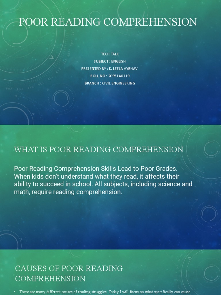 Poor Reading Comprehension | PDF | Reading Comprehension | Fluency