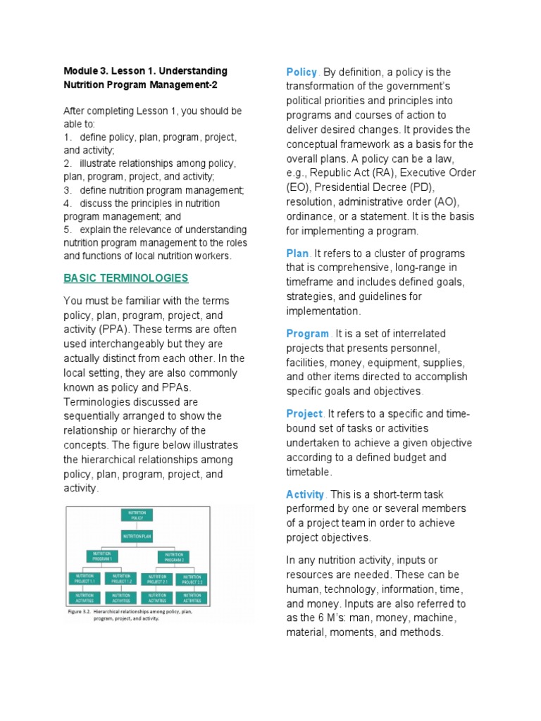 Module 3. Lesson 1. Understanding Nutrition Program Management-2 | PDF ...