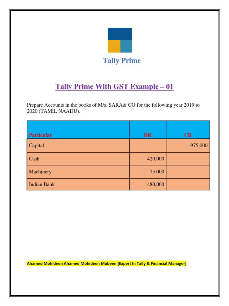 Tally Prime With GST Example - 01 | PDF | Value Added Tax | Government ...