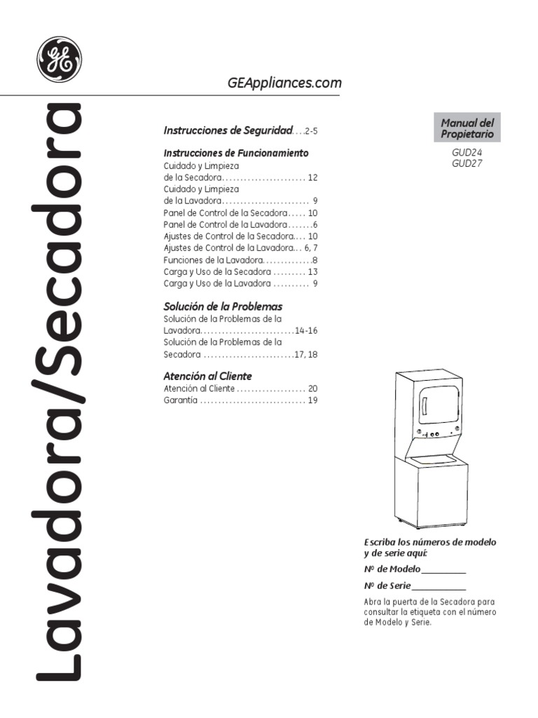 Secadora Ge | PDF | Secadora de ropa | Lavadora