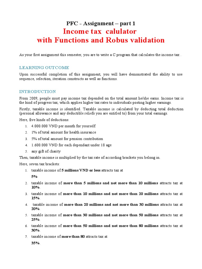 Income Tax Calculator: A C Program to Calculate Taxable Income and Income Tax Using Functions ...