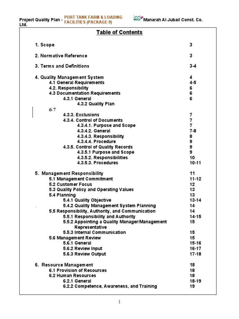 PROJECT QUALITY PLAN Rev-00 | PDF | Quality Management System ...