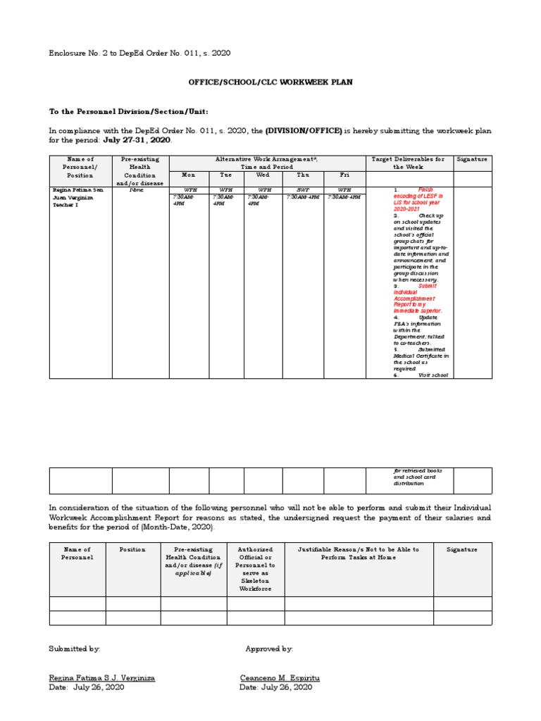 Enclosure No. 2 To Deped Order No. 011, S. 2020: Office/School/Clc ...
