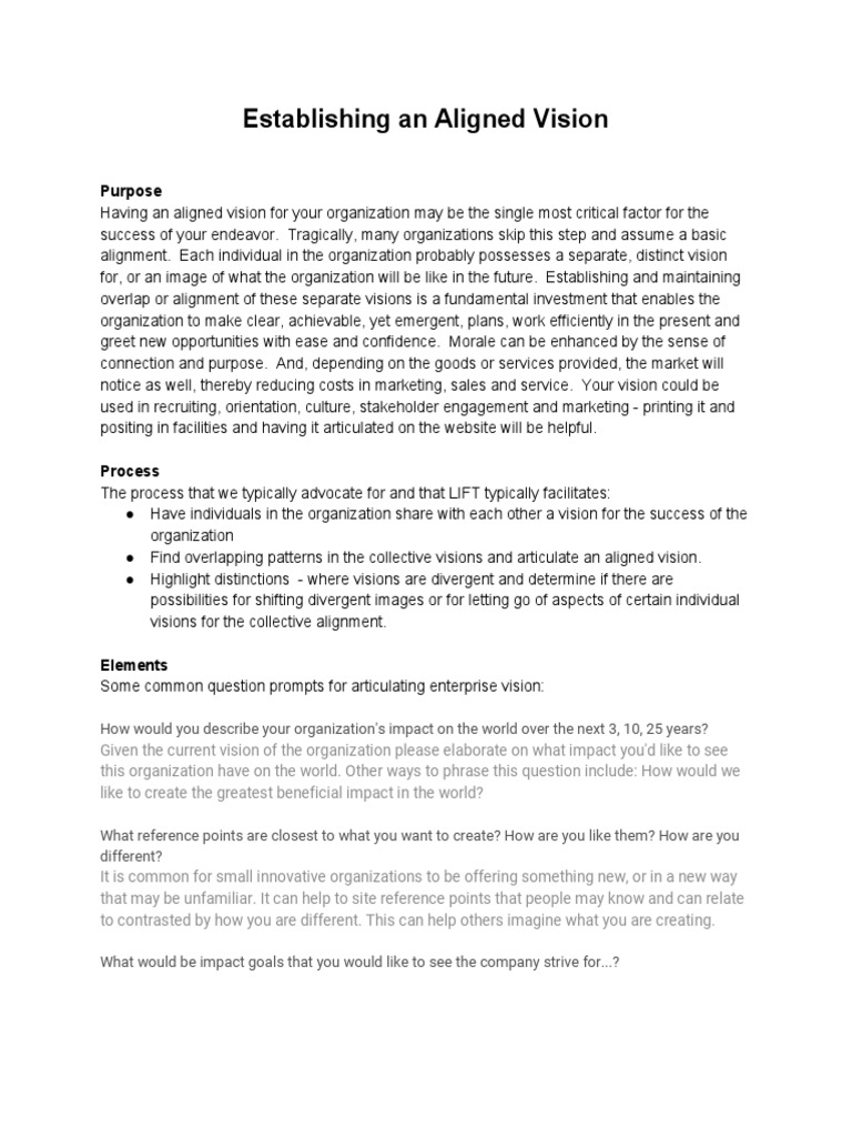 Establishing An Aligned Vision Pdf Goal Creative Commons License