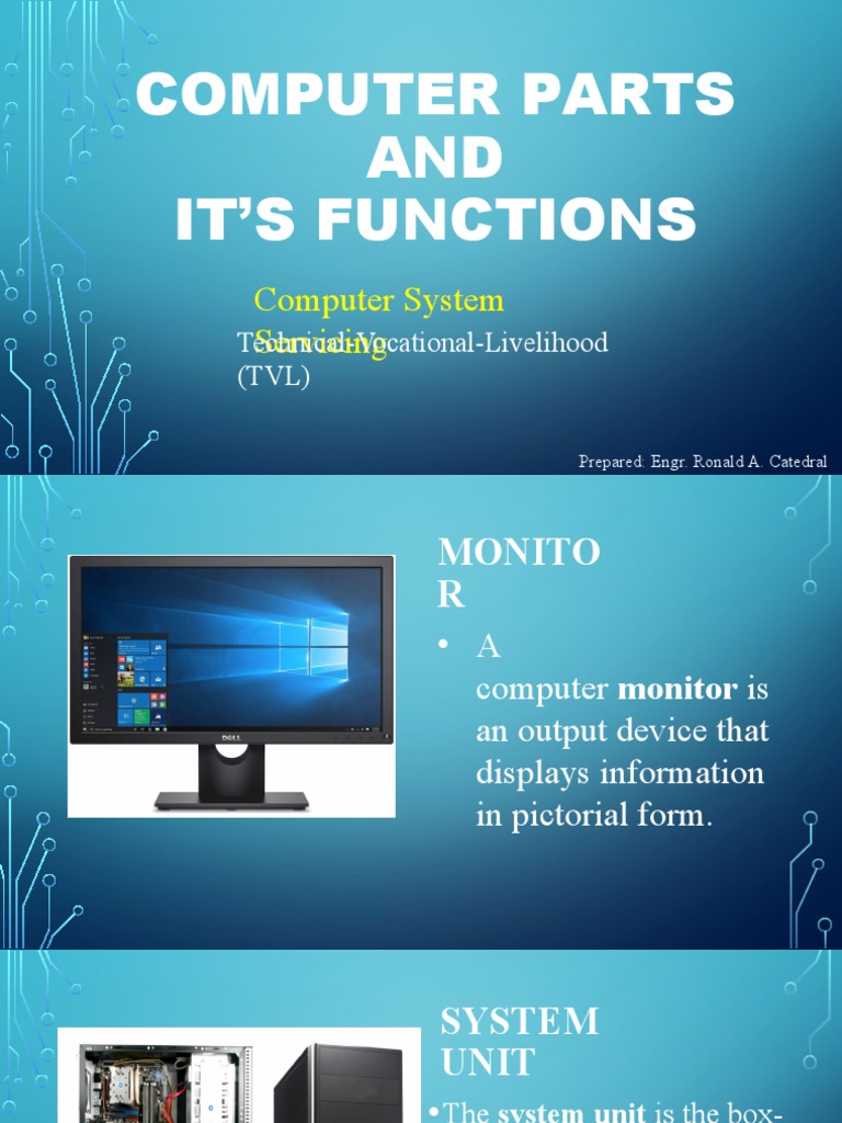 Computer Parts And Its Functions Pdf Input Output Computer Hardware