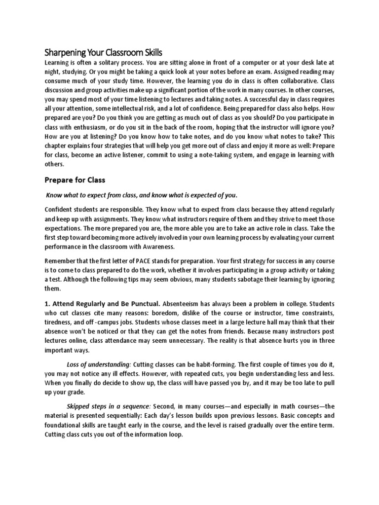 Sharpening Your Classroom Skills | PDF | Lecture | Classroom